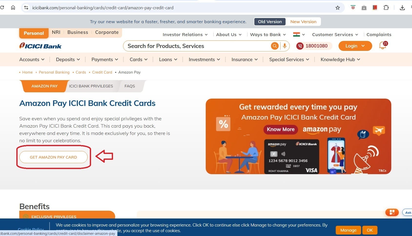 Amazon Pay ICICI Credit Card Lifetime Free Card - Finostry